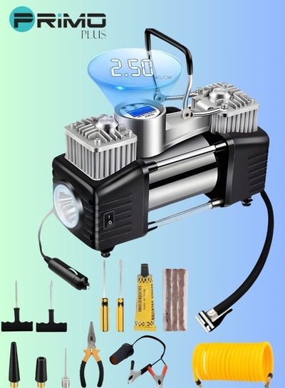Heavy Duty Dual Cylinder Tire Inflator, Car Air Compressor, 150 PSI ...