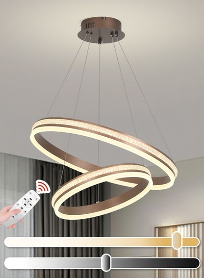 Modern Led Chandelier,Remote Control 2 Rings Contemporary Led Chandelier Circular Pendant Light ...