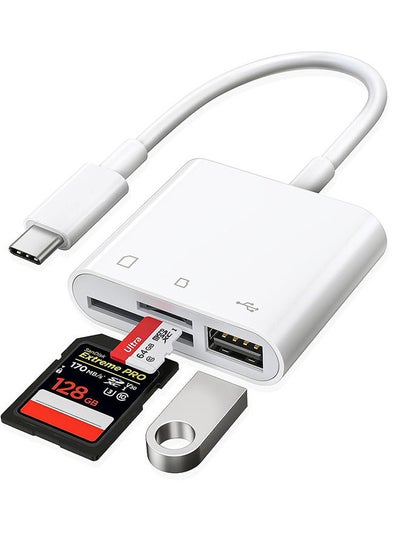 USB C to Micro SD TF Memory Card Reader, 3-in-1 USB Camera Card Reader Adapter Compatible with ...
