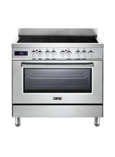 Electric Freestanding Cooker Ceramic Hob With 5 Zones 90cm Silver ...