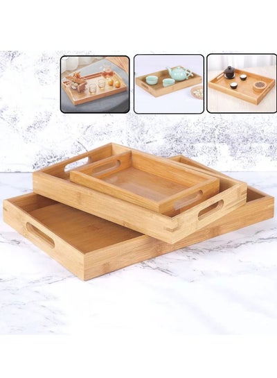 Wooden serving tray set, 3 pieces, various sizes price in Saudi Arabia ...