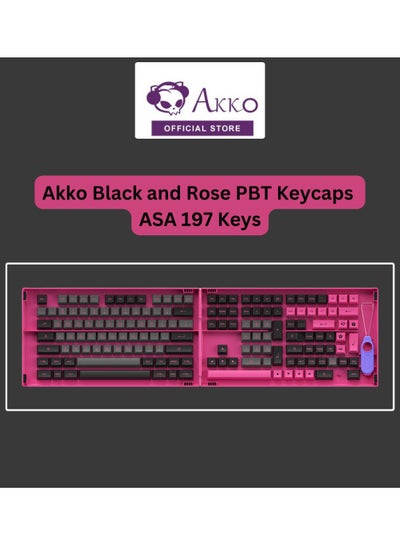 سعر Akko Black&Rose 197-Key ASA Profile PBT Double-Shot Keycap Set for ...