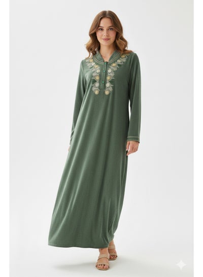 سعر Olive Green Velour Winter Galabeya 🌿 with Gold Embroidery - Classic ...
