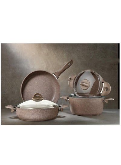 Saflon cookware set, 7 pieces, granite price in Saudi Arabia | Noon ...