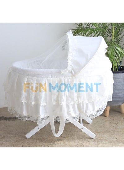 Portable Baby Moses Basket Cot With Durable Stand (white) price in UAE ...