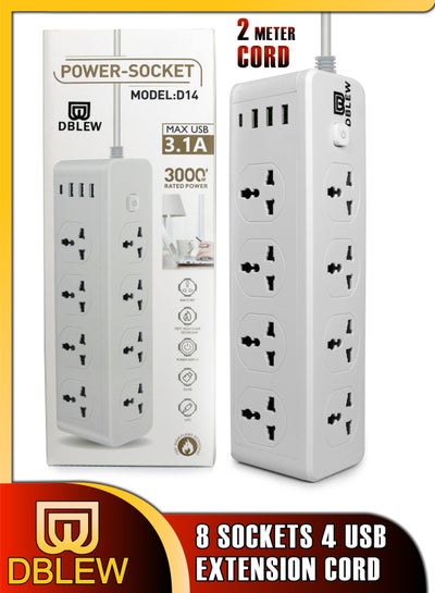 3000W 8 Ways Outlet Universal Extension Lead With 30W QC 3.0 PD USB-C ...