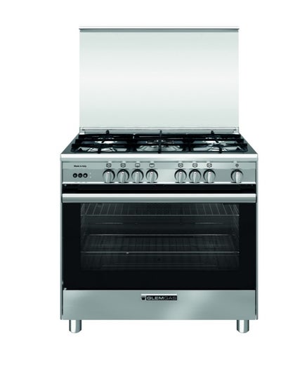 GLEMGAS Freestanding Gas Cooker 90X60 with 5-Burner, Cast Iron Grids ...