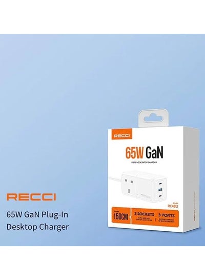 سعر Recci 65W GaN Plug-In Desktop Charger 150cm فى مصر | نون مصر | كان بكام