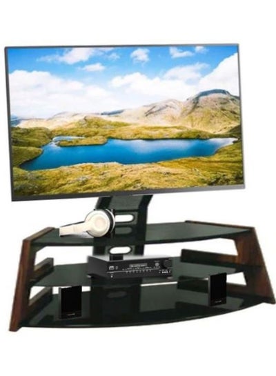 Height Adjustable Curvy 3-Tier Tempered Glass Steel TV Mount Stand with ...