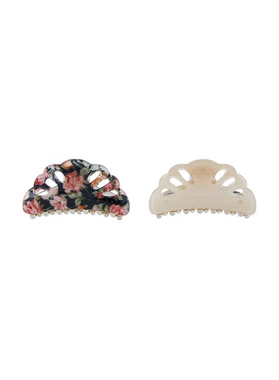 Set of 2 Scallop Edge Bulldog Hair Clips Pastel-Multi price in UAE ...