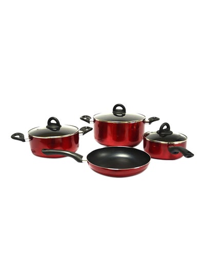 7-Piece Non-Stick Cookware Set Red/Clear price in UAE | Noon UAE | kanbkam