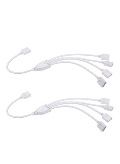 2-Piece 4-Pin Female To Female Connection Cable For LED Strip White ...
