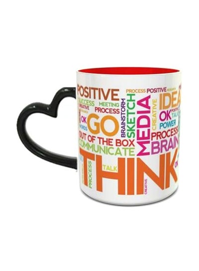 Think Positive Design 148 Coffee Mug With Heart Handle Red/White/Black ...