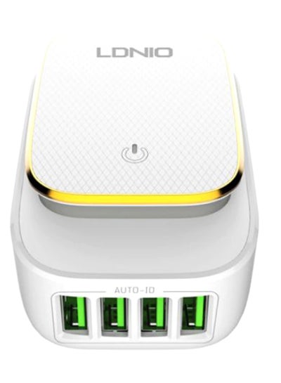 سعر A4405 LED Touch Lamp Adapter With Micro Cable 4 USB Port – White فى ...