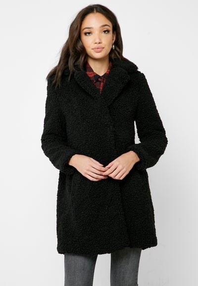 Cotton Open Fur Coat Black price in UAE | Noon UAE | kanbkam