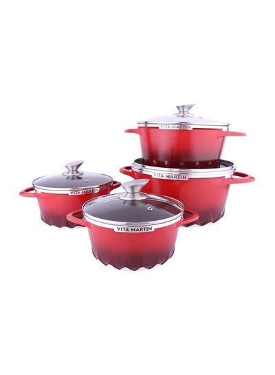 8-Piece Granite Cookware Set Red price in Saudi Arabia | Noon Saudi ...