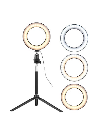 Mini LED Ring Light Photography Dimmable 3 Lighting Modes Lamp Black ...