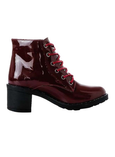 Shinny Lace Up High Neck Boots Red price in Egypt | Noon Egypt | kanbkam