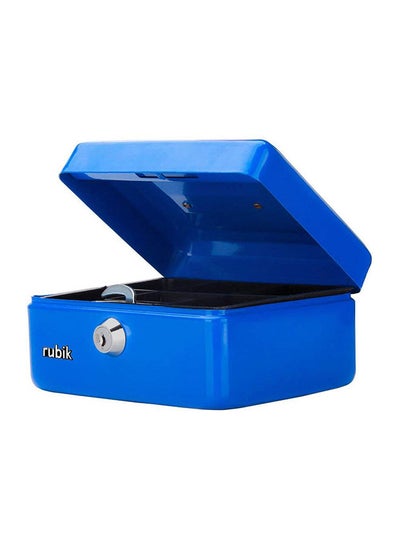 Portable Money Safe Box with Tray And Lock Blue 15 x 12 x 8centimeter ...