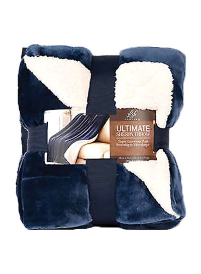 Ultimate Sherpa Plush Reversible Throw Blanket Polyester Royal Blue ...