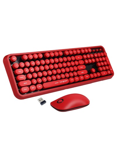 Wireless Round Keycaps Retro Style Keyboard With Mouse And USB Receiver ...