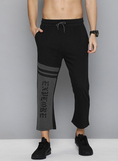 Front Text Print Sweat Pants Black/Grey price in Saudi Arabia | Noon ...
