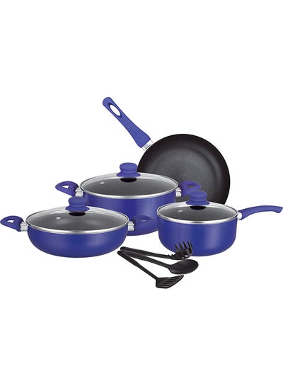 10-Piece Non-Stick Aluminium Cookware Set Dark Blue price in UAE | Noon ...