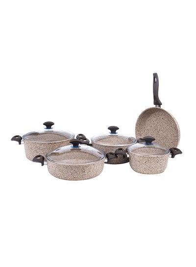 9-Piece Granite Premium Cookware Set Creamy price in UAE | Noon UAE ...