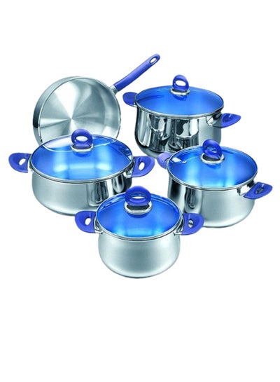 9-Piece Mavis Cookware Set Silver/Blue standard price in Saudi Arabia ...