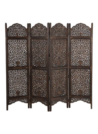 4 Panel Folding Carved Room Divider Brown 200x9x180cm price in UAE ...