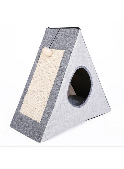 Triangle Pet Cage With Scratching Board Grey 50x25x38cm price in Saudi ...