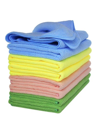 8-Piece Microfiber Cleaning Cloth Set Assorted Colours 40x40centimeter ...
