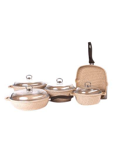 9-Piece Granite Cookware Set Brownstone price in UAE | Noon UAE | kanbkam