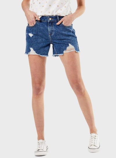 Ripped Denim Shorts Blue price in Saudi Arabia | Noon Saudi Arabia ...