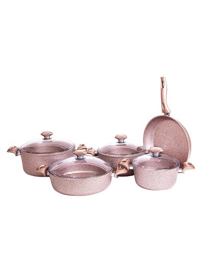 9-Piece Granite Premium Cookware Set Golden Pink price in UAE | Noon ...