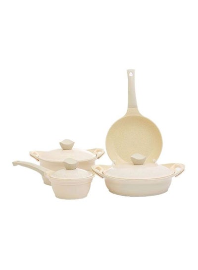 7-Piece Aluminium Cookware Set Off White price in Saudi Arabia | Noon ...