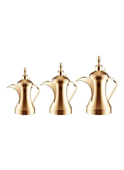 3-Piece Arabic Style Coffee Dallah Set Gold Large Teapot (1.4), Medium ...