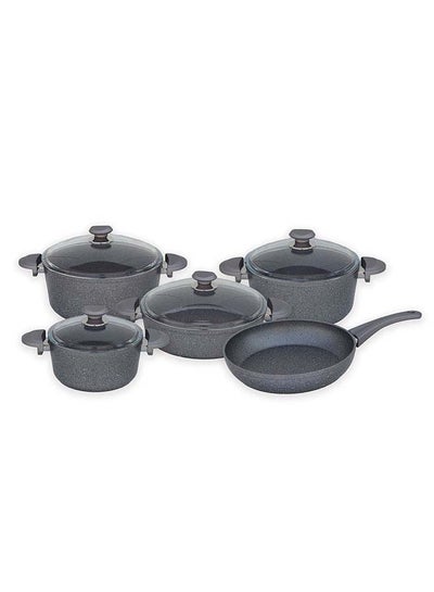 9-Piece Granite Cookware Set Grey price in UAE | Noon UAE | kanbkam