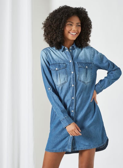 سعر Longline Denim Shirt Dress Blue فى مصر | نون مصر | كان بكام