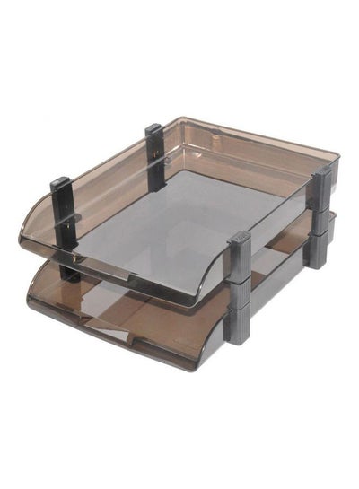 Folding File Tray Set Of 3 Trays Suitable For A4 Documents Smoky Brown ...