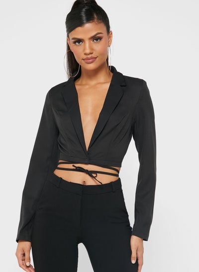 Cross Front Cropped Blazer Black price in Saudi Arabia | Noon Saudi ...