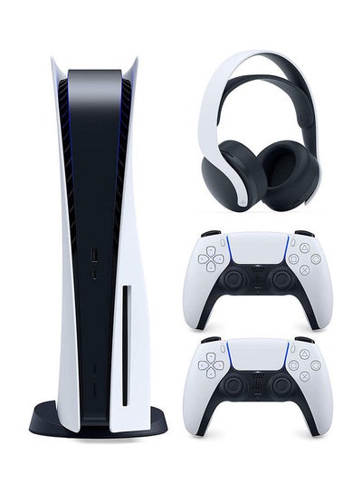 PlayStation 5 CD Edition Console + White DualSense Wireless Controller ...