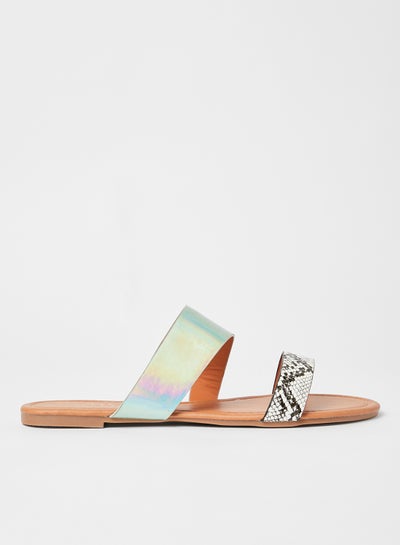 Animal Skin Pattern Flat Sandals Silver price in Saudi Arabia | Noon ...
