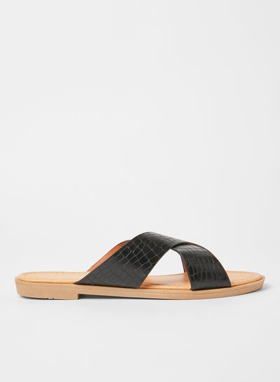 Animal Skin Pattern Flat Sandal Black price in Saudi Arabia | Noon ...