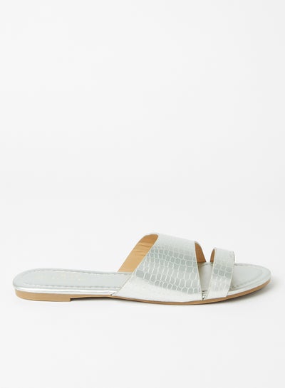 Animal Skin Pattern Flat Sandals Silver price in Saudi Arabia | Noon ...