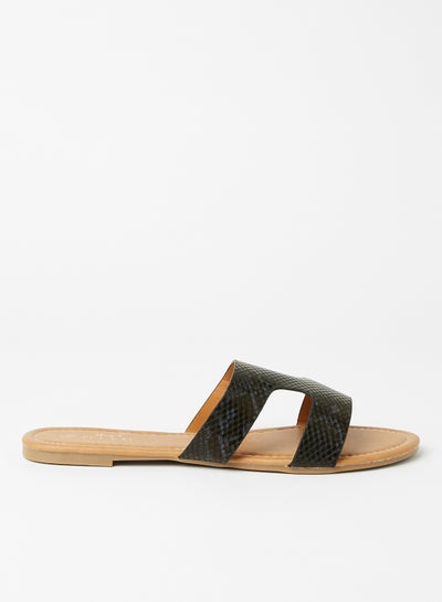 Animal Skin Pattern Flat Sandals Black price in Saudi Arabia | Noon ...