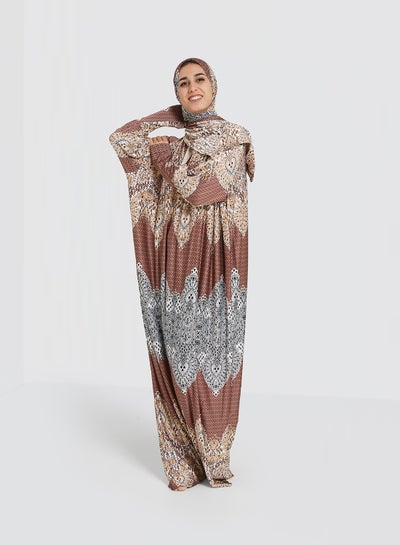 Printed Isdal With Hijab Brown/White/Black price in Egypt | Noon Egypt ...