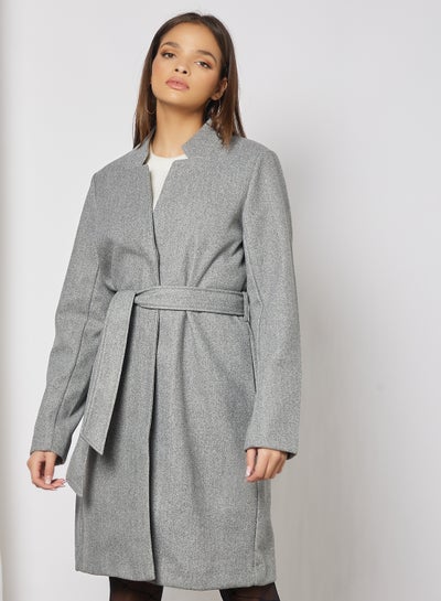 Notched Neck Coat Grey price in Saudi Arabia | Noon Saudi Arabia | kanbkam