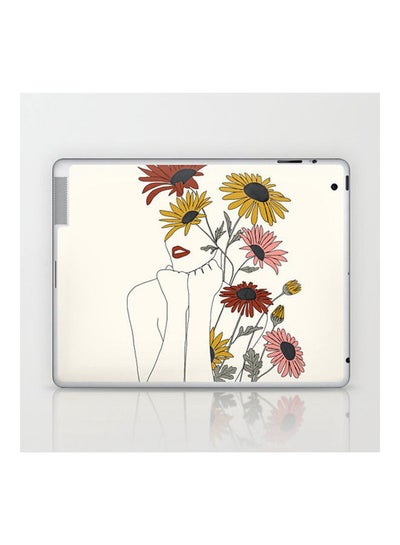 سعر Colorful Thoughts Minimal Line Girl With Sunflowers Ipad Skin For
