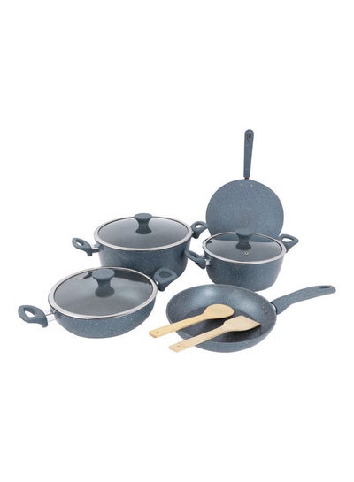 10-Piece Non-Stick Cookware Set With Lid Grey price in Saudi Arabia ...